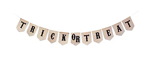 Halloween Banner Trick or Treat Burlap Pennant Garland Bunting Decor