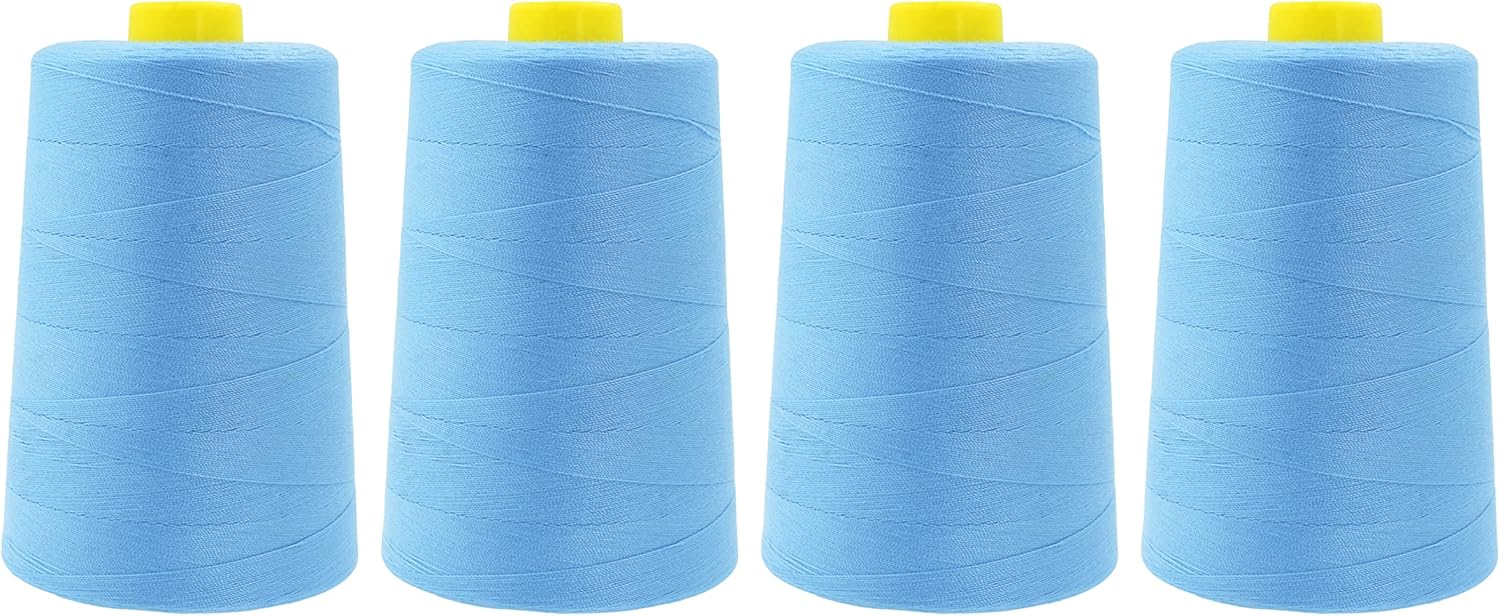All Purpose Sewing Thread from Polyester for Serger Overlock Quilting Sewing Machine Light Blue 20S 2
