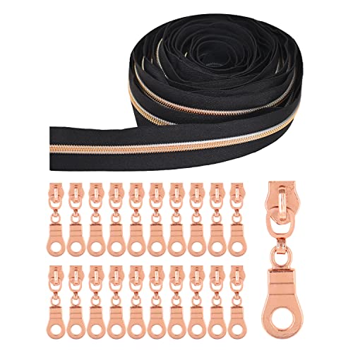 Metallic Zipper by The Yard Bulk 10 Yard Black Zipper Roll for Sewing,