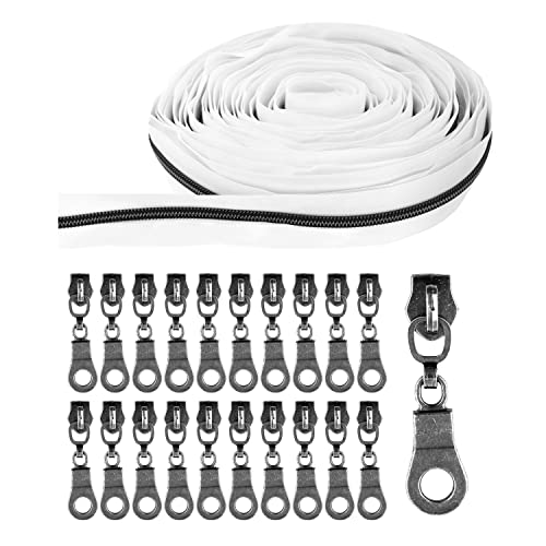 Metallic Zipper by The Yard Bulk 10 Yard White Zipper Roll for Sewing,