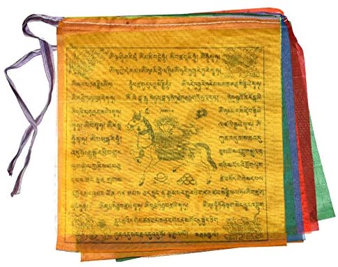 Mandala Crafts Tibetan Large 11X11 Prayer Flags, 5 Roll Set, Green Tar