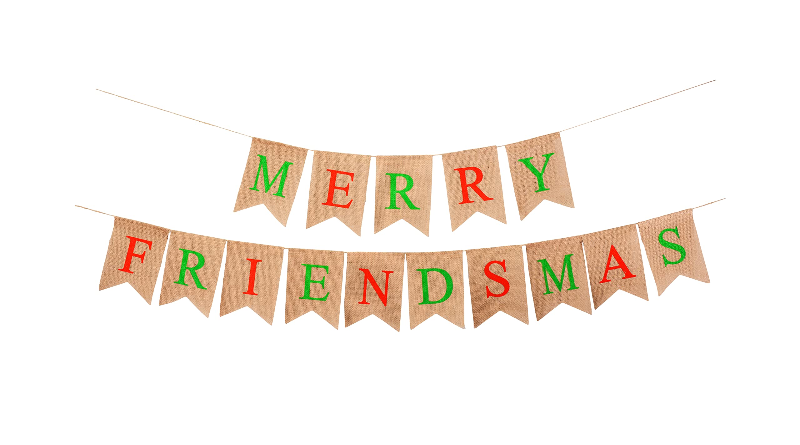 Mandala Crafts Jute Burlap Merry Friendsmas Banner for Merry Friendsma
