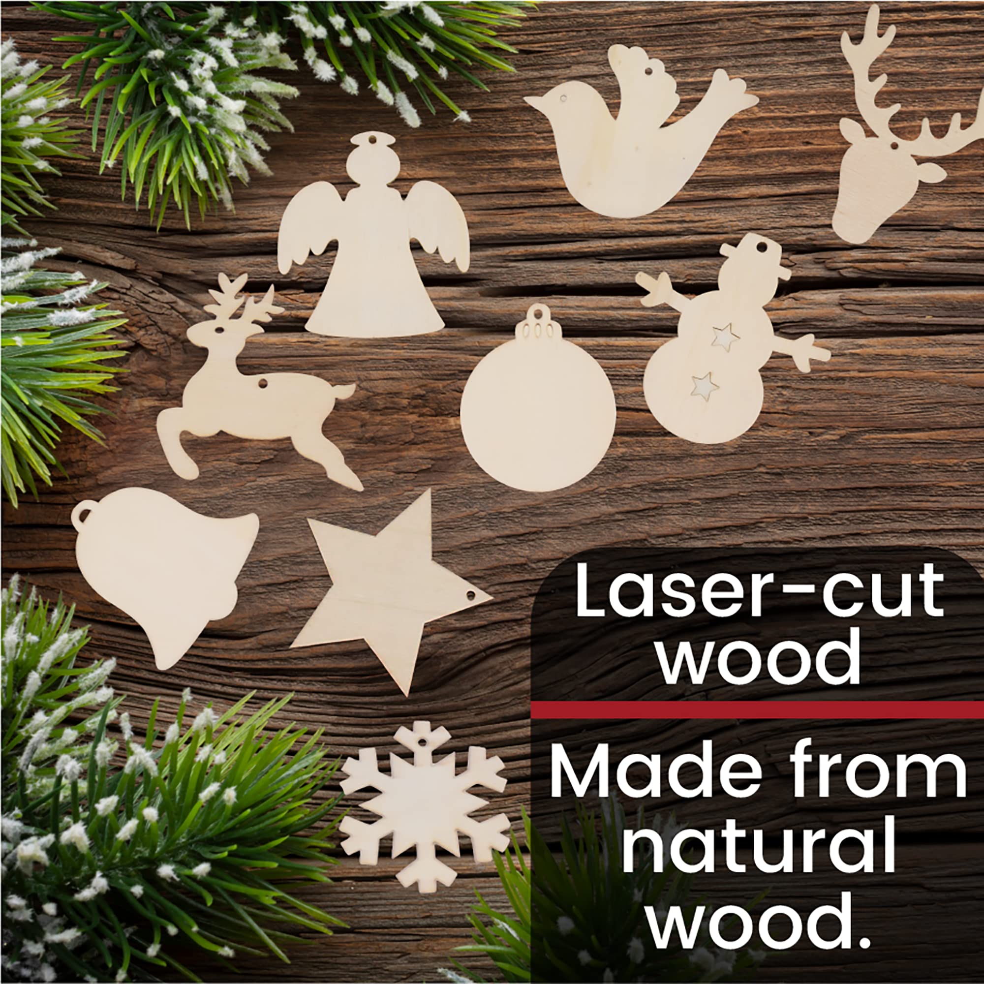 50 Sets Unfinished Wood Christmas Ornaments for Crafts DIY Unfinishe